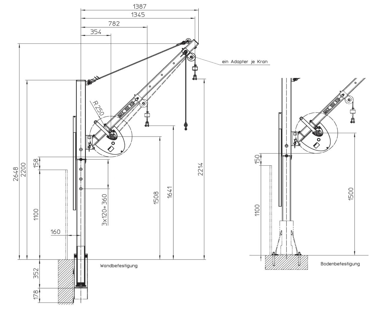 Haacon Drehkran 550kg - 1,3m DKV550/1300 V